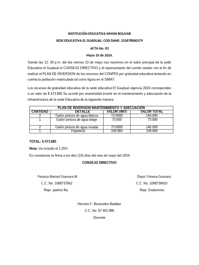 Acta Conpes 2024 | PDF