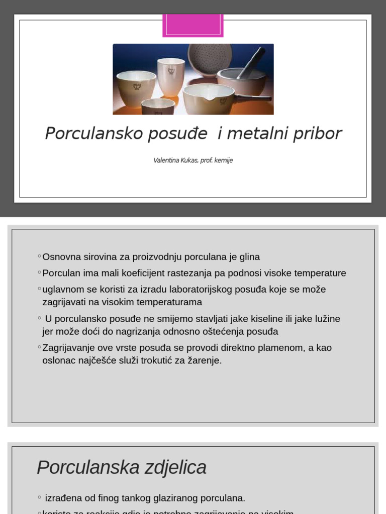 Laboratorijski Pribor I Posuđe II. Dio - Porculanski I Metalni | PDF