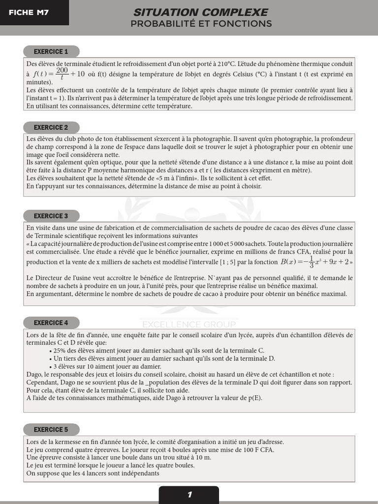 Situations Complexes Probabilité | PDF | Zone