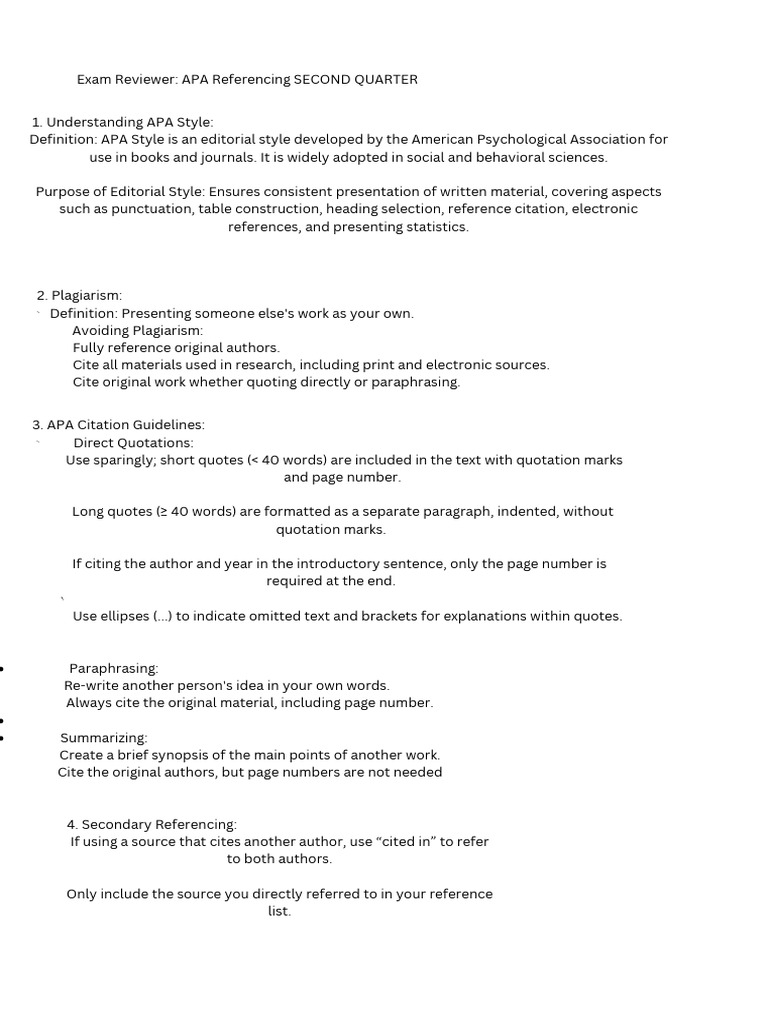 Reseaarch Reviewer For Grade 9 Second Quarter | PDF | Apa Style | Citation