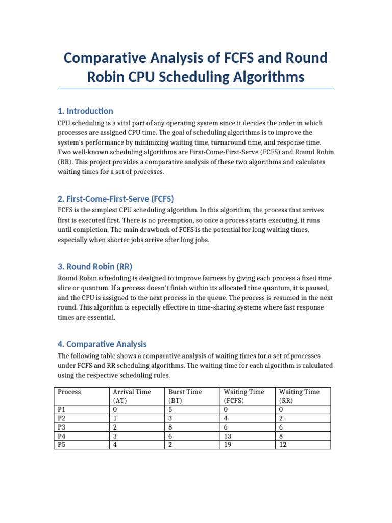 Comparative Analysis FCFS RR | PDF | Scheduling (Computing) | Operations Research