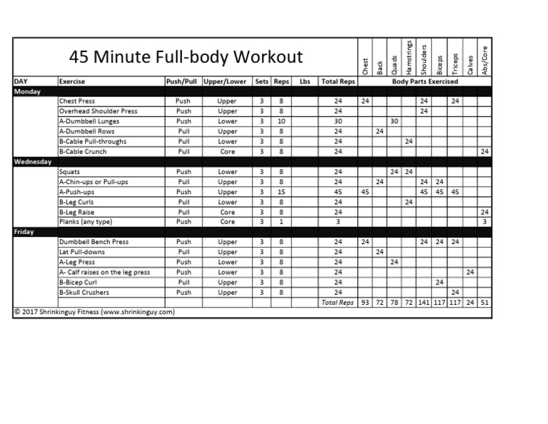 45-Minute Full-Body Workout Plan | PDF | Physical Exercise | Strength ...