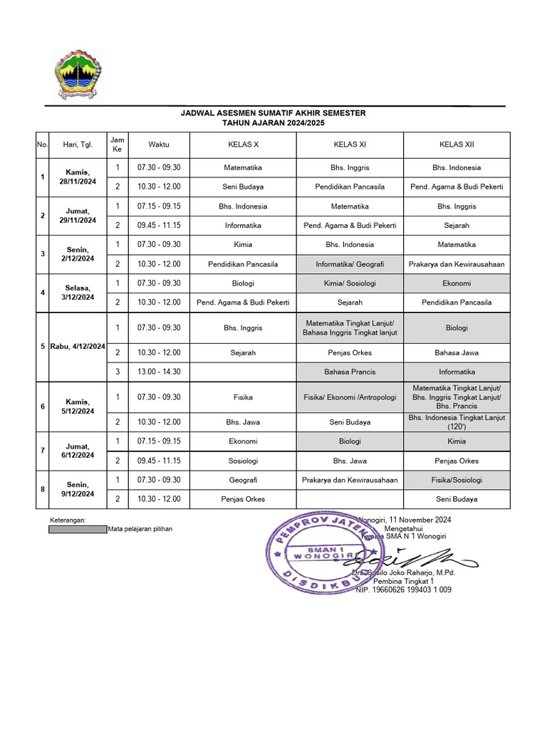Jadwal Asas 2024 | PDF