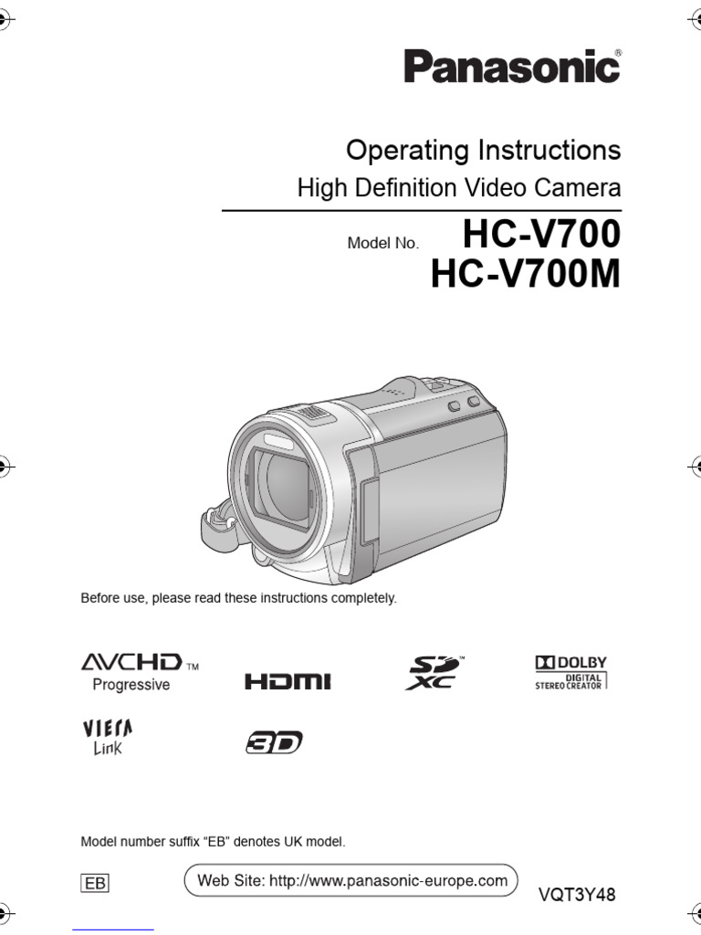 Panasonic Camcorder Manual Hcv700 | PDF | Ac Power Plugs And Sockets ...
