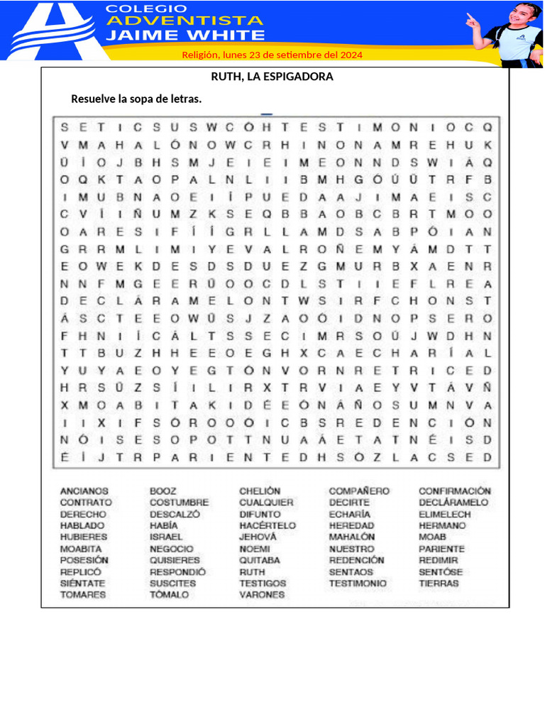 01 Ficha de Religión - Ruth, La Espigadora | PDF