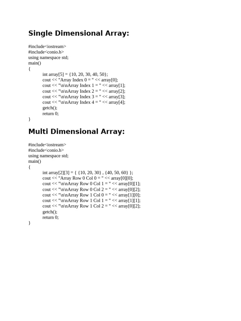 Single Dimensional Array301 | PDF | Namespace | Computing