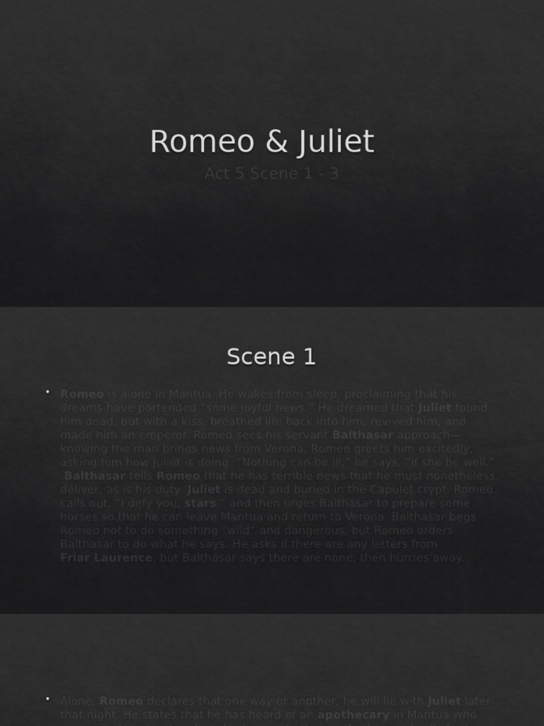 Romeo & Juliet Act 5 Scene 1 | PDF | Characters In Romeo And Juliet ...