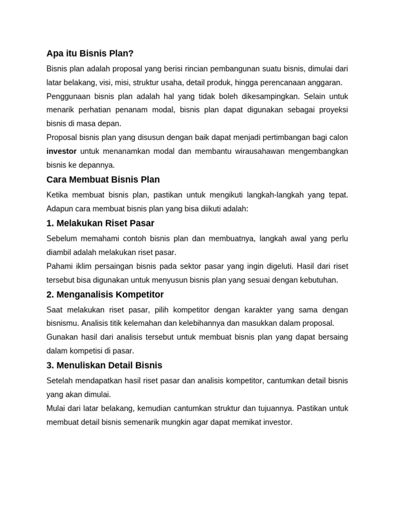 Bisnis Plan | PDF