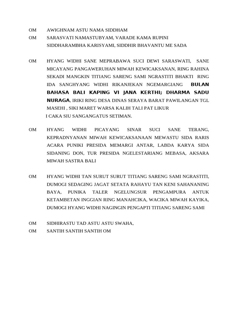 Doa BHS Bali - 2024 | PDF