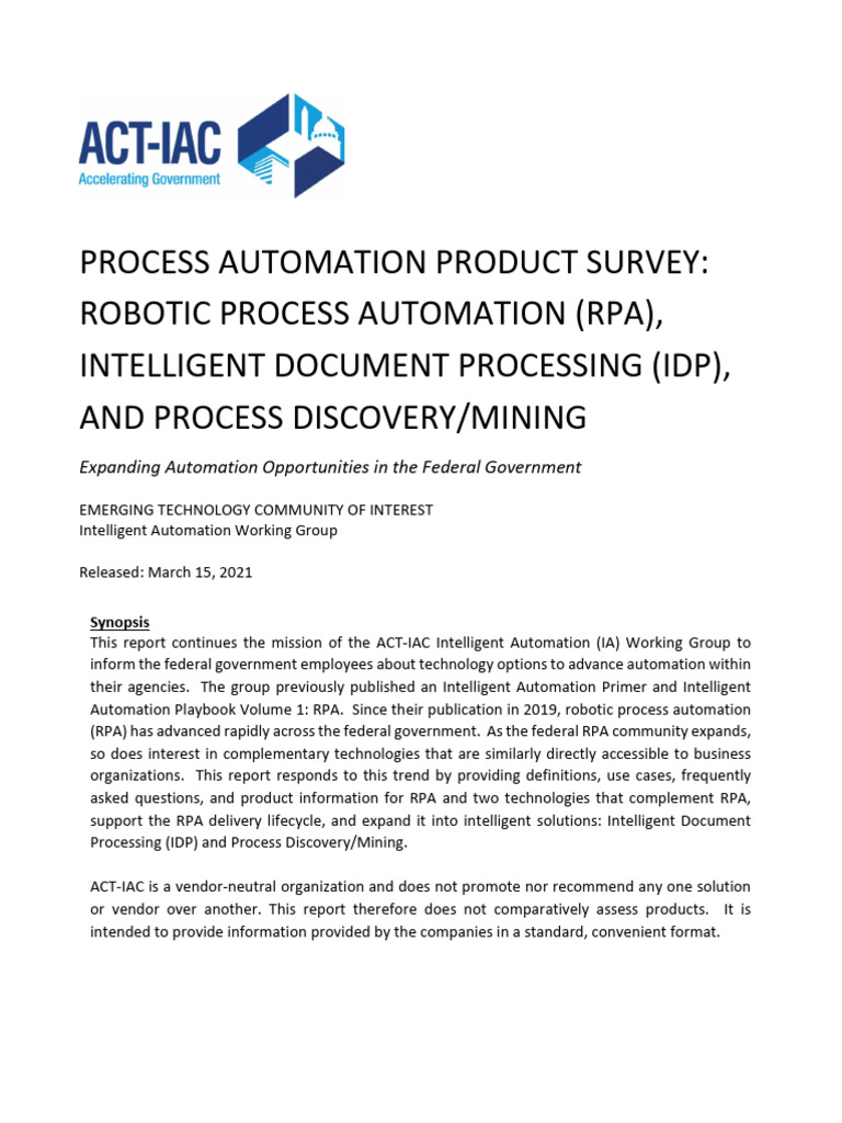 RPA Product Survey Report - Survey | PDF | Automation | Desktop ...