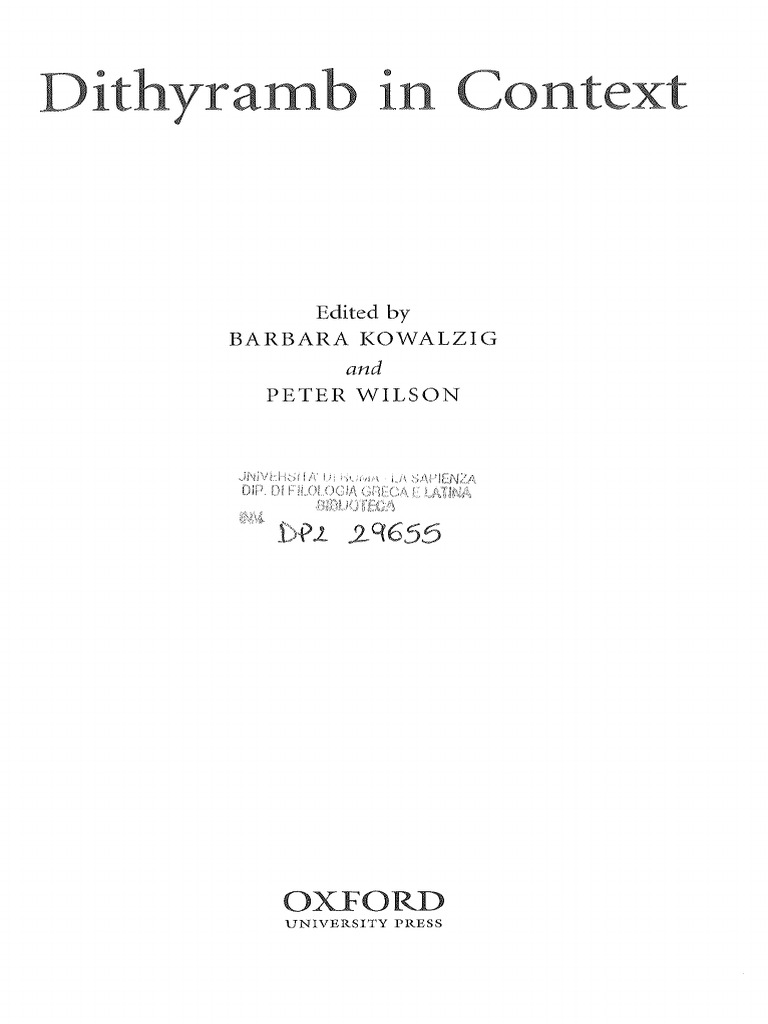 Dithyramb in Context (Kowalzig, Barbara Wilson, Peter) | PDF ...