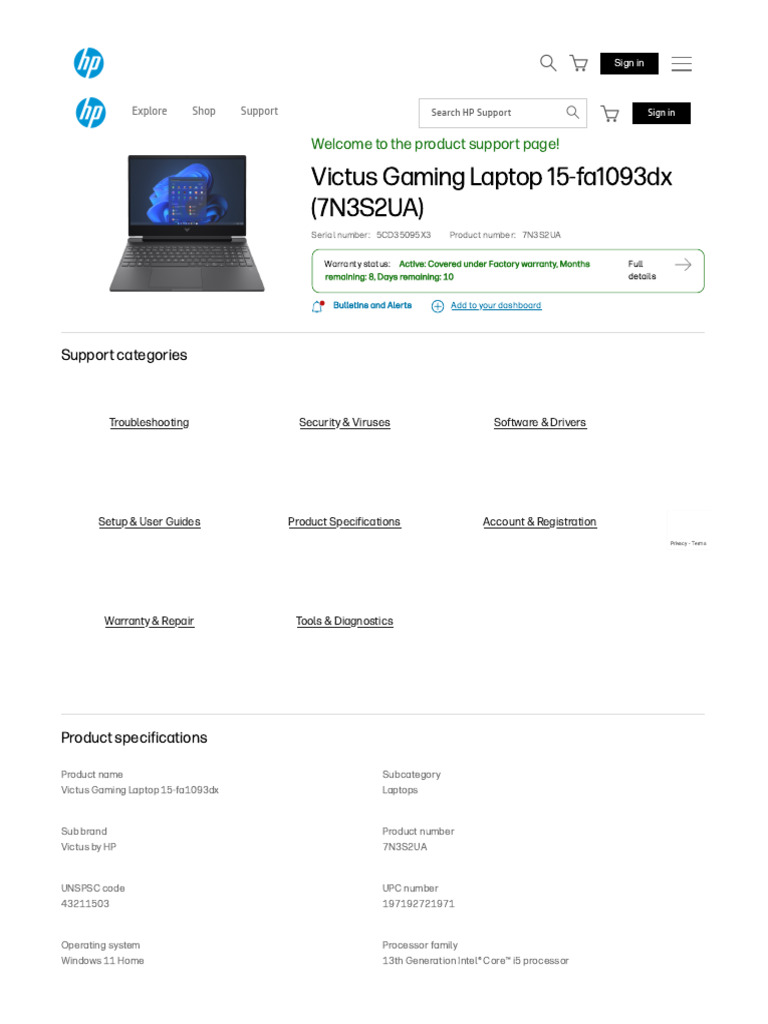 Victus Gaming Laptop 15-Fa1093dx (7N3S2UA) - HP® Support | PDF | Wi Fi ...