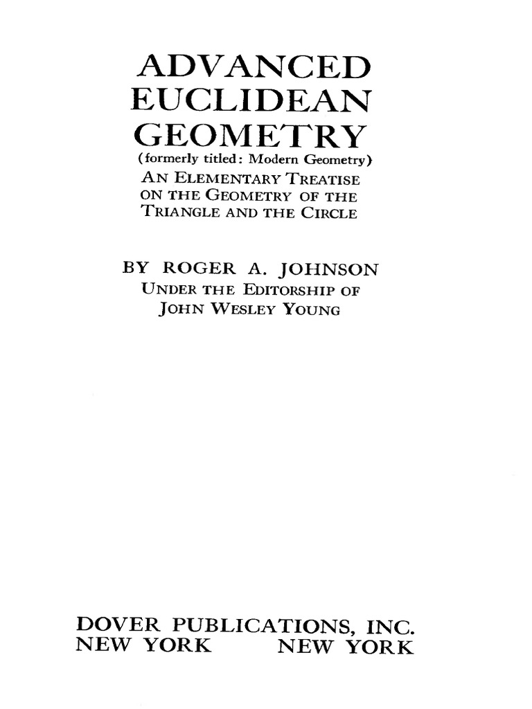 Advanced Euclidean Geometry - Roger A - Johnson | PDF