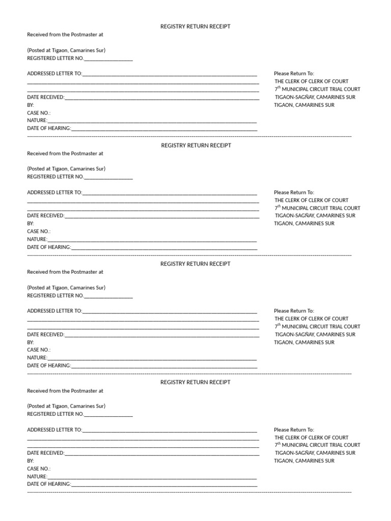 Registry Return Receipt | PDF | Courts | Judiciaries