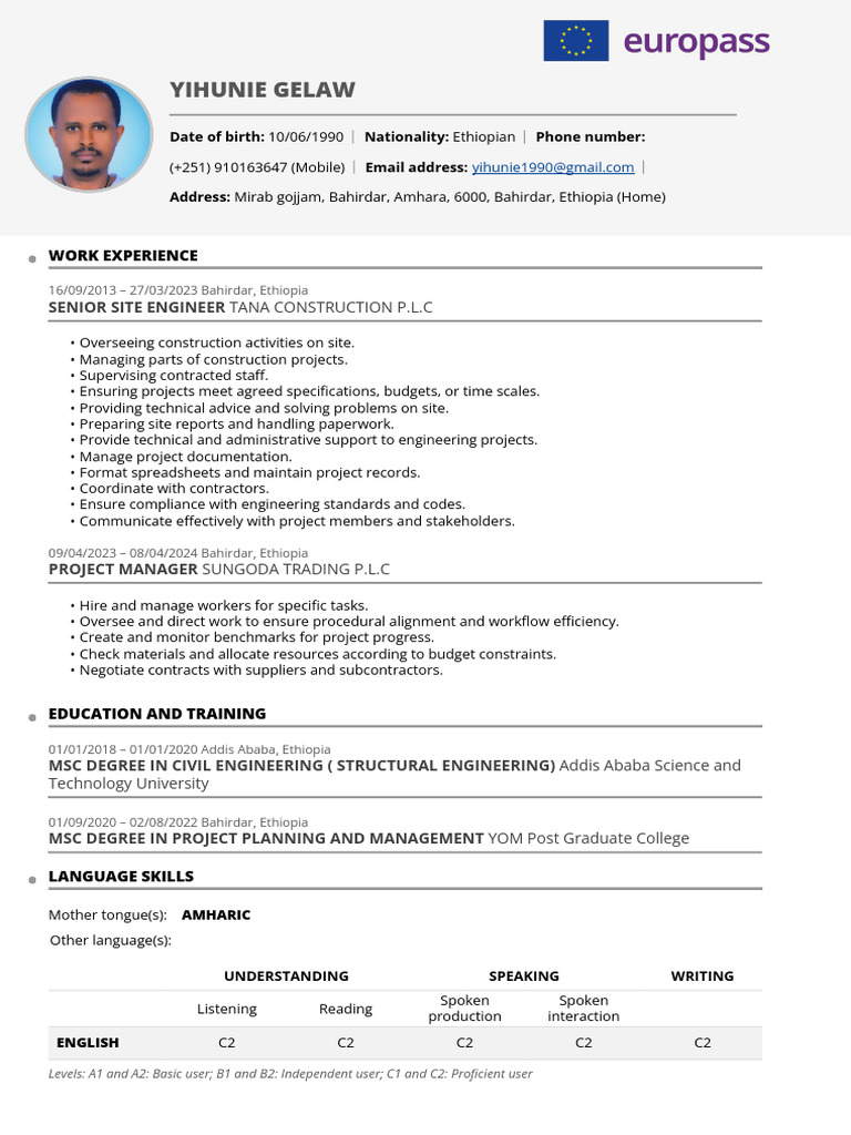 CV Yihunie Updated | PDF | Ethiopia | Computing