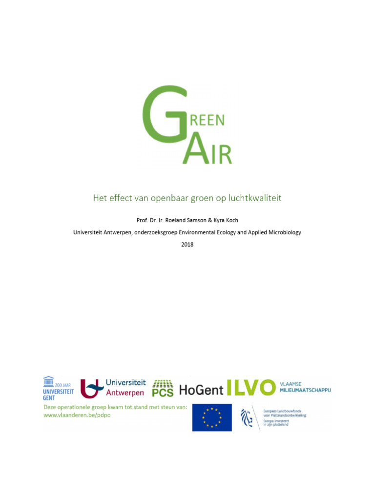 GreenAir - Rapport Het Effect Van Openbaar Groen Op Luchtkwaliteit 2018 ...