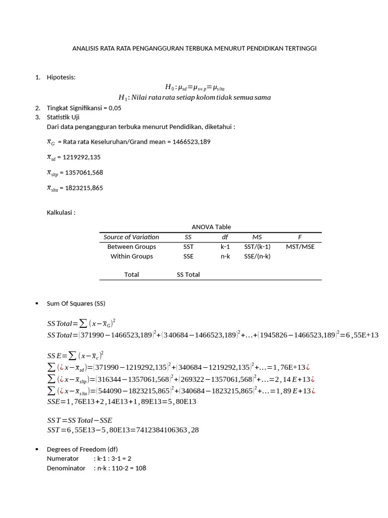 Analisis Rata Rata Pengangguran Terbuka Menurut Pendidikan Tertinggi | PDF | Analysis Of ...