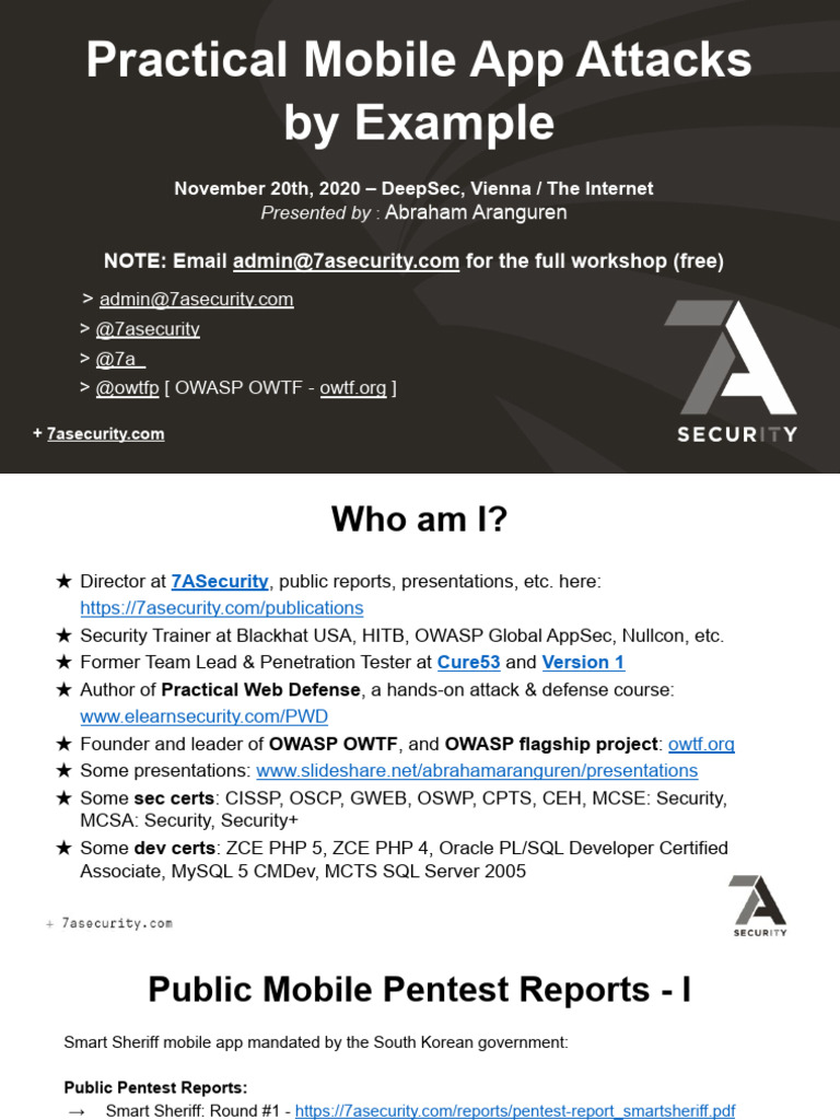 Practical Mobile App Attacks by Example Abraham Aranguren | PDF | Transport Layer Security | Web ...