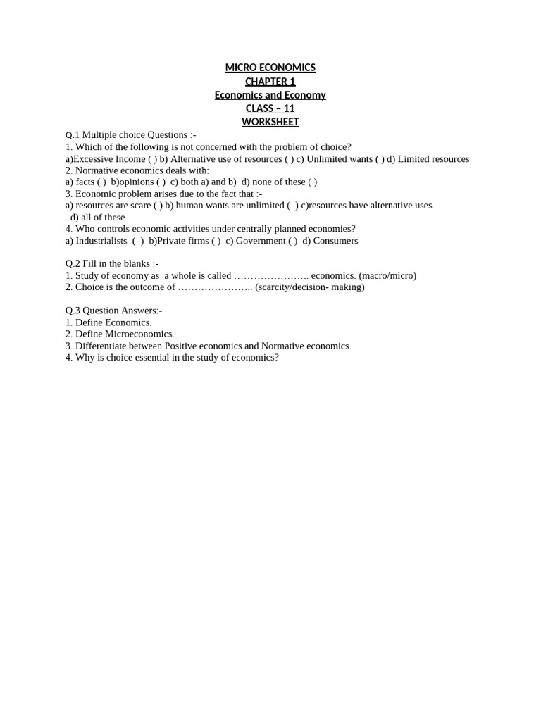 CH 1 Economics and Economy | PDF