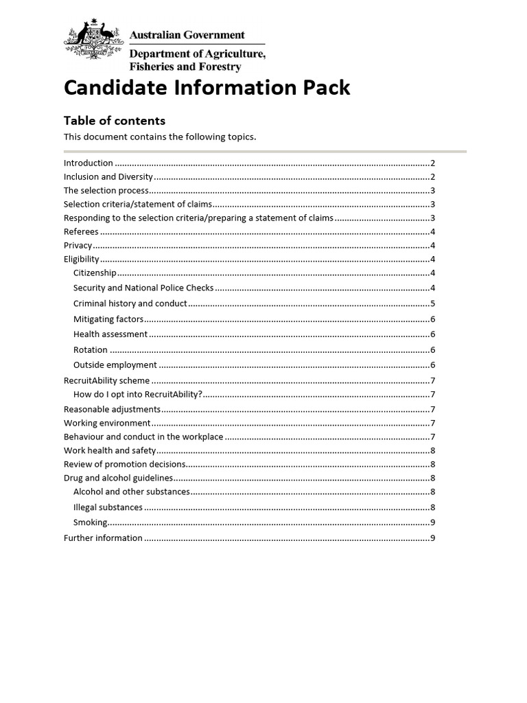 Candidate Information Package - July 24 - 1 | PDF | Occupational Safety ...