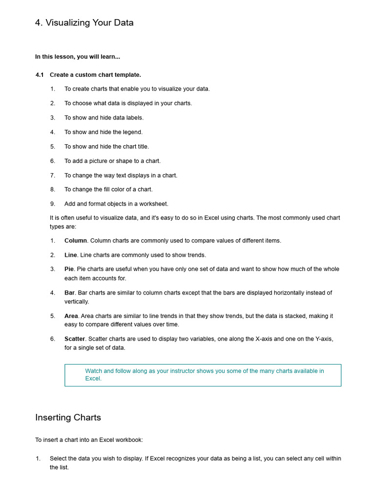 Visualizing Your Data Pdf Chart Microsoft Excel