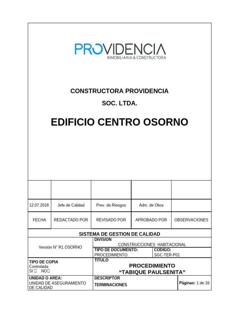 SGC-PC-204-Procedimiento Paulsenita - Rev 01 CENTRO OSORNO | PDF ...