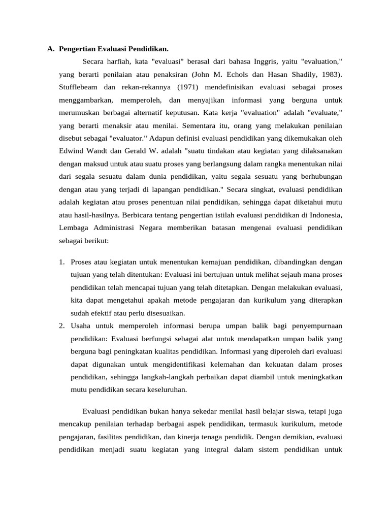 Pengertian Evaluasi Pendidikan | PDF