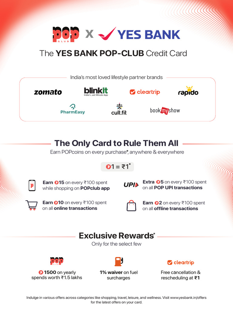 YES BANK POP-CLUB Credit Card Benefits | PDF | Credit Card | Financial ...