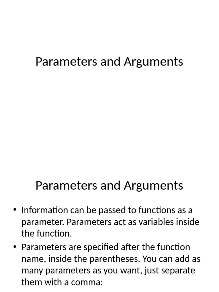 Parameters and Arguments | PDF Parameters and Arguments | PDF