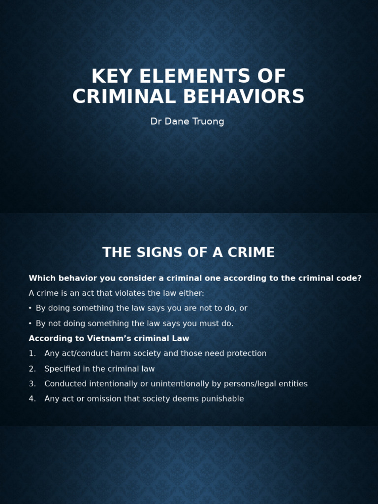 Key Elements of Criminal Behaviors | PDF | Crimes | Crime & Violence