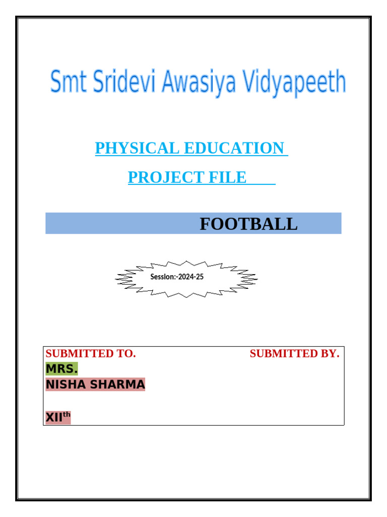Football Project File Class 12 Physical Education | PDF | Team Sports ...