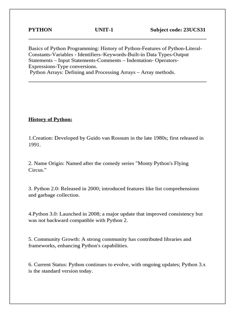 Py Unit1 | PDF | Python (Programming Language) | Boolean Data Type