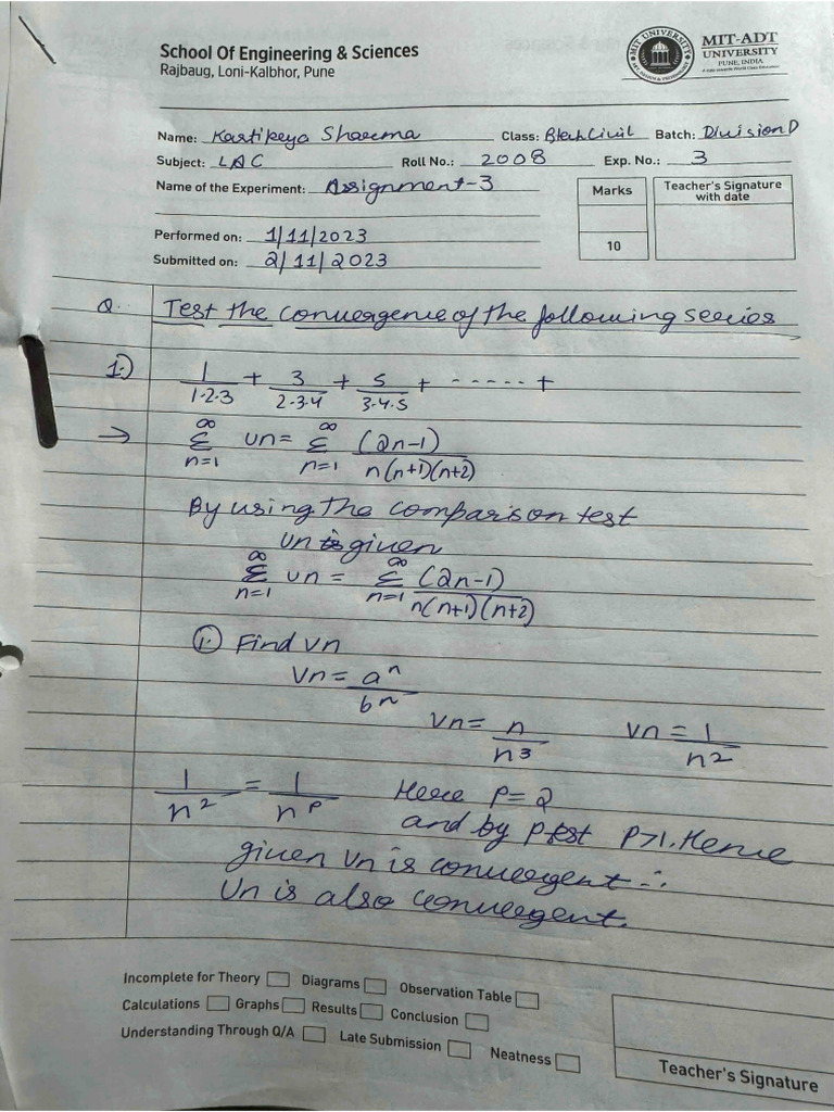 Assignment 3 Sequence and Series | PDF