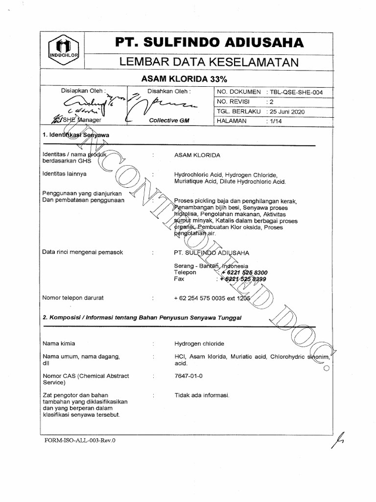 LDK Asam Klorida HCL 33 | PDF