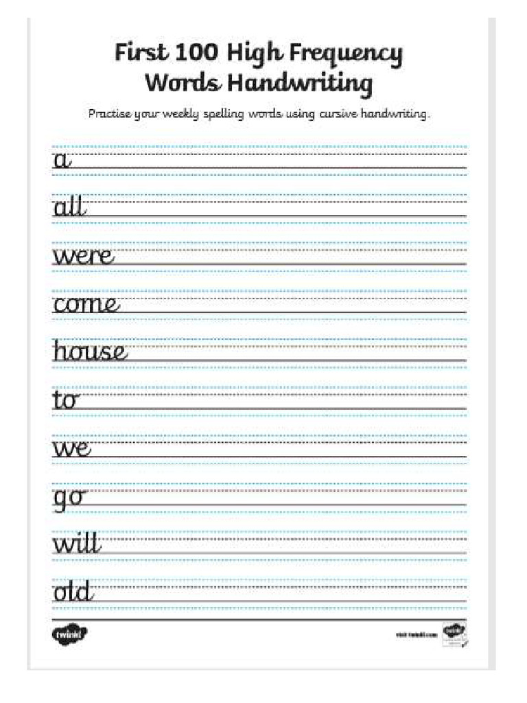 Words Cursive Writing Y1 | PDF