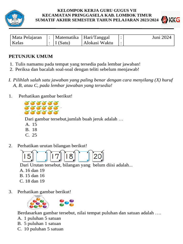 Naskah Soal Matematika | PDF