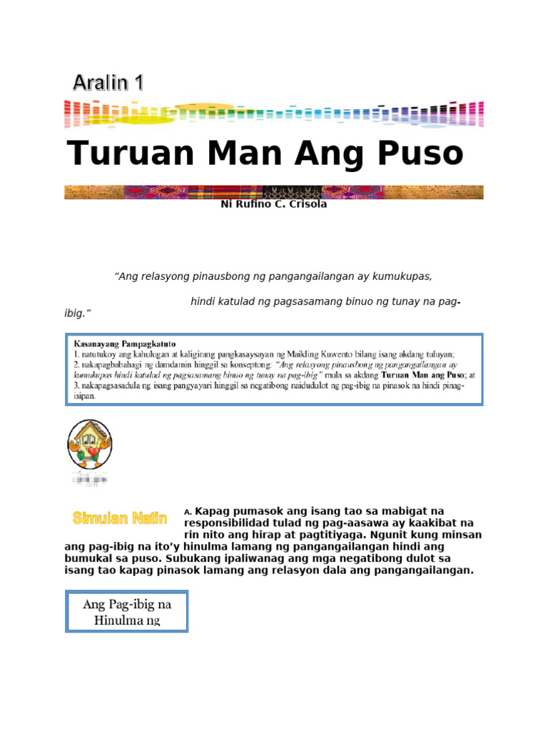 Aralin 1 Turuan Man Ang Puso | PDF