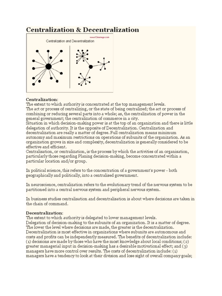 Centralization, Leadership, Decision Making ...