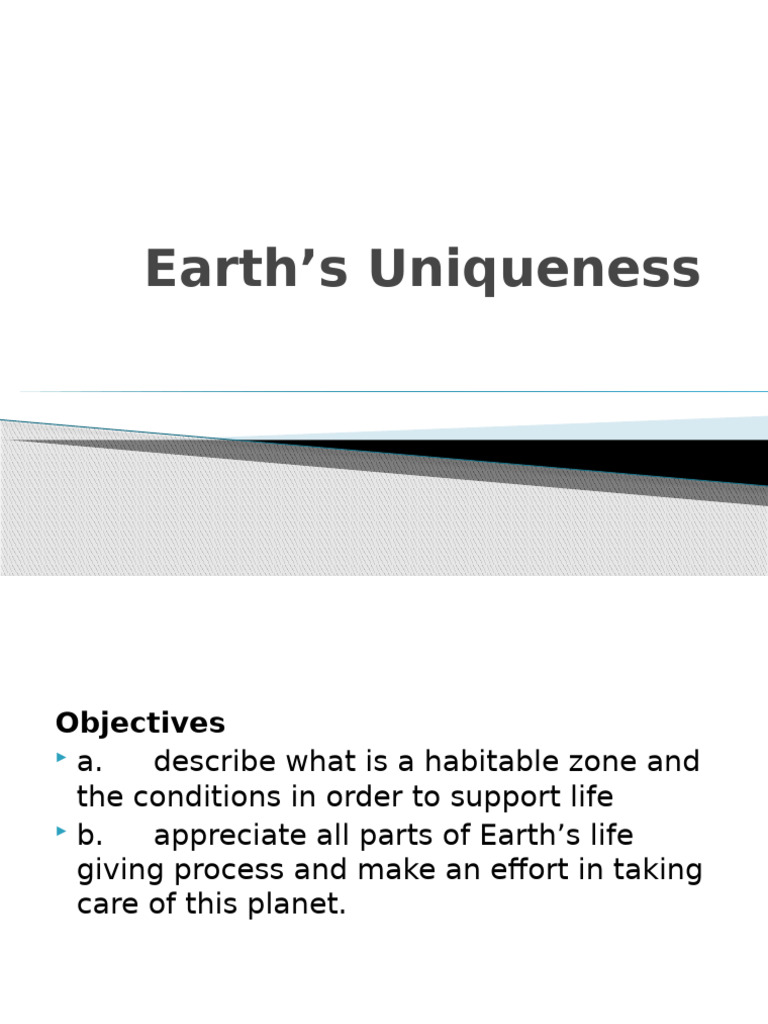 Earth Life L1Q1 Earths Uniqueness | PDF | Atmosphere Of Earth | Atmosphere