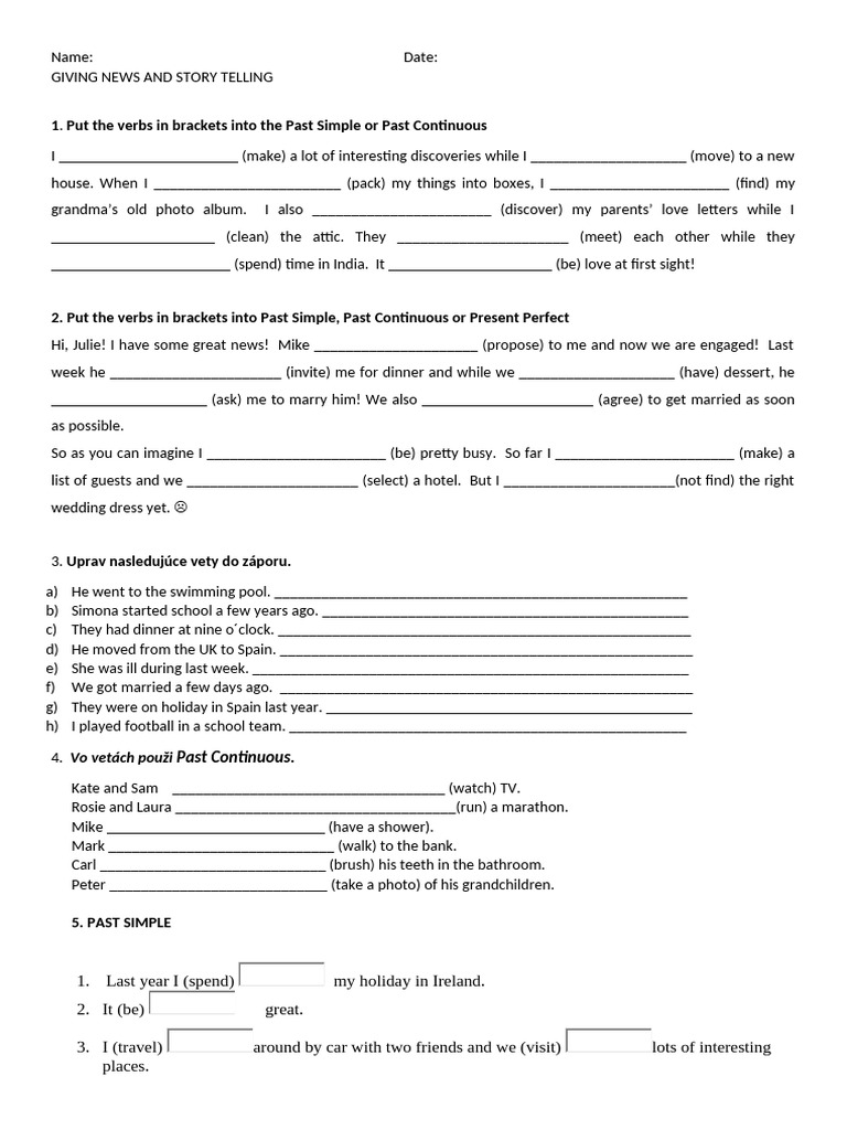 Past Tense Practice Exercises | PDF