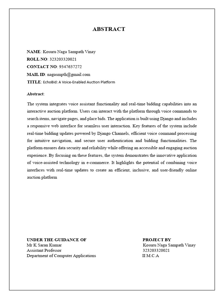 Abstract of The Project 1 | PDF