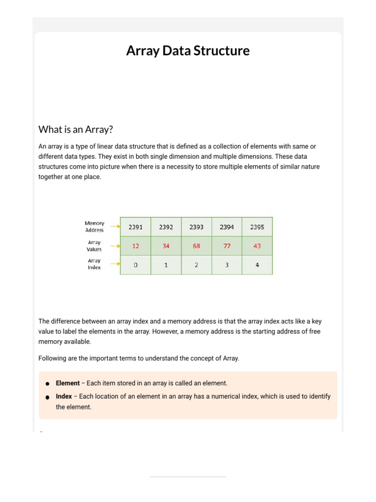 Array Data Structure | PDF | Data Type | Data Structure Array Data Structure | PDF | Data Type | Data Structure