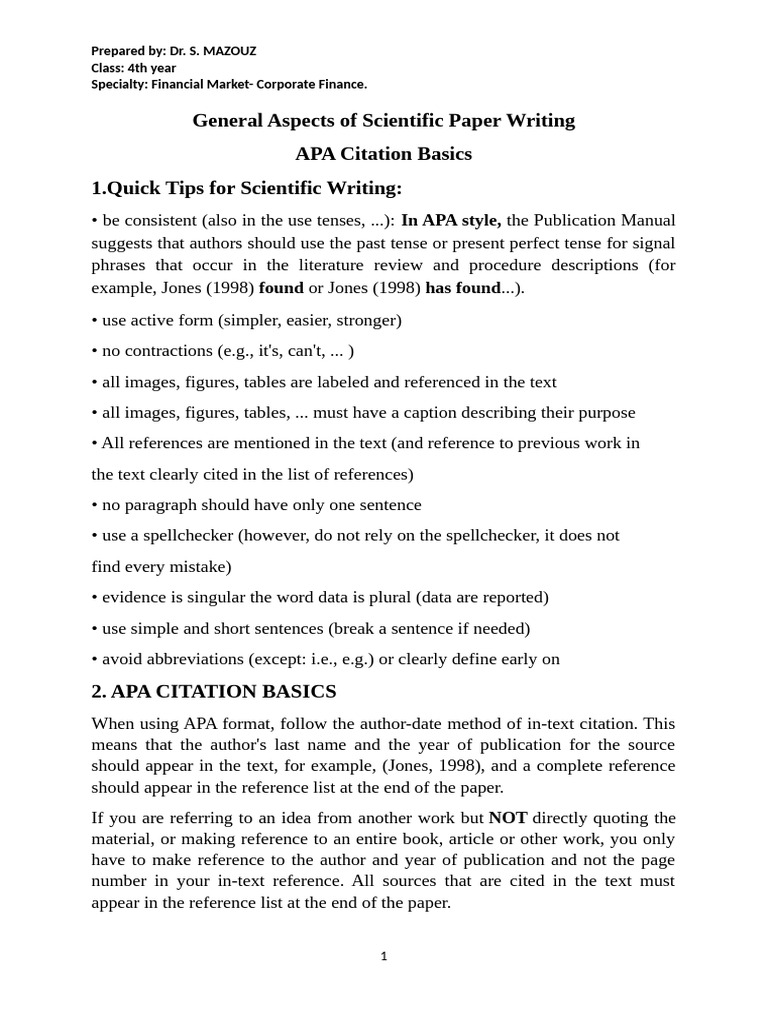 General Aspects of Scientific Paper Writing | PDF | Apa Style | Citation