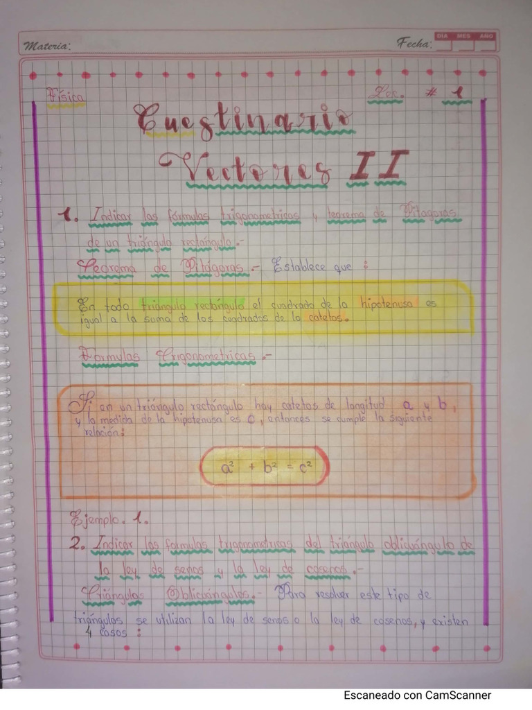 1º Cuestionario de Física 3T (Vectores II) | PDF