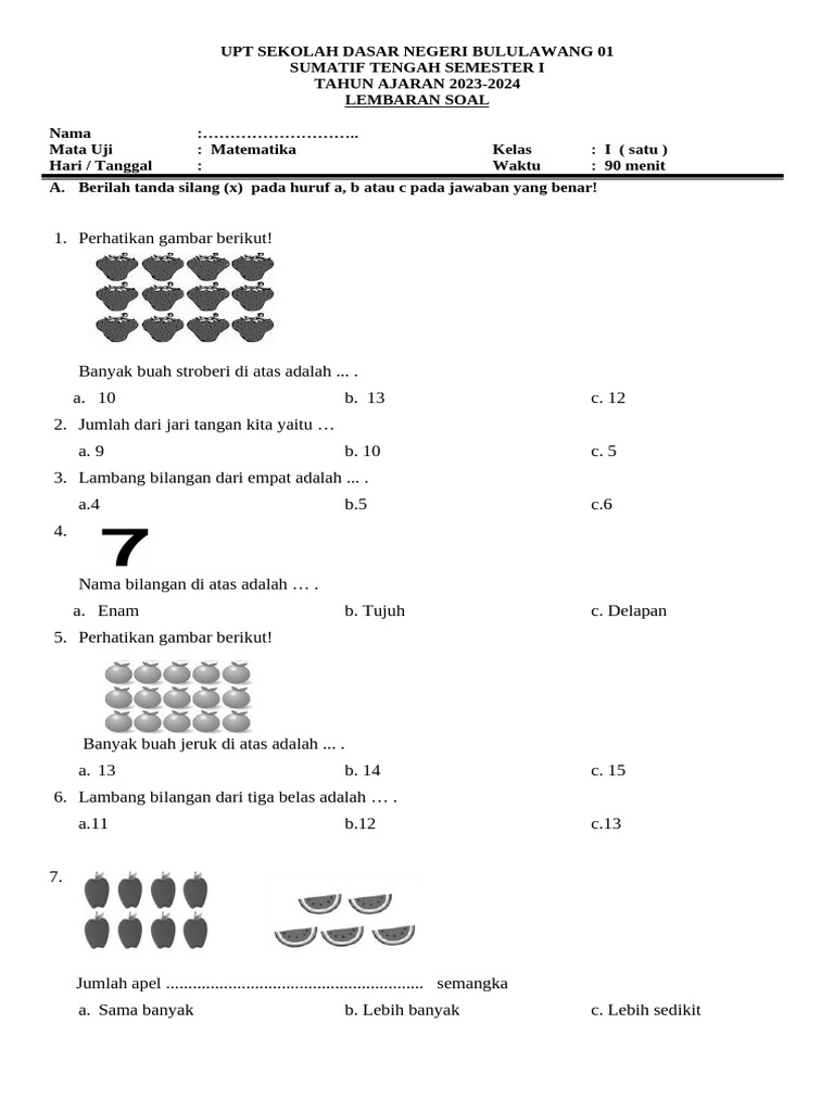 Soal Sts 1 MTK RZ Ok | PDF