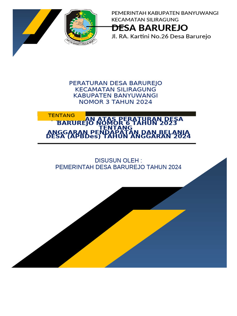 Cover Perubahan Apbdes 2024 | PDF