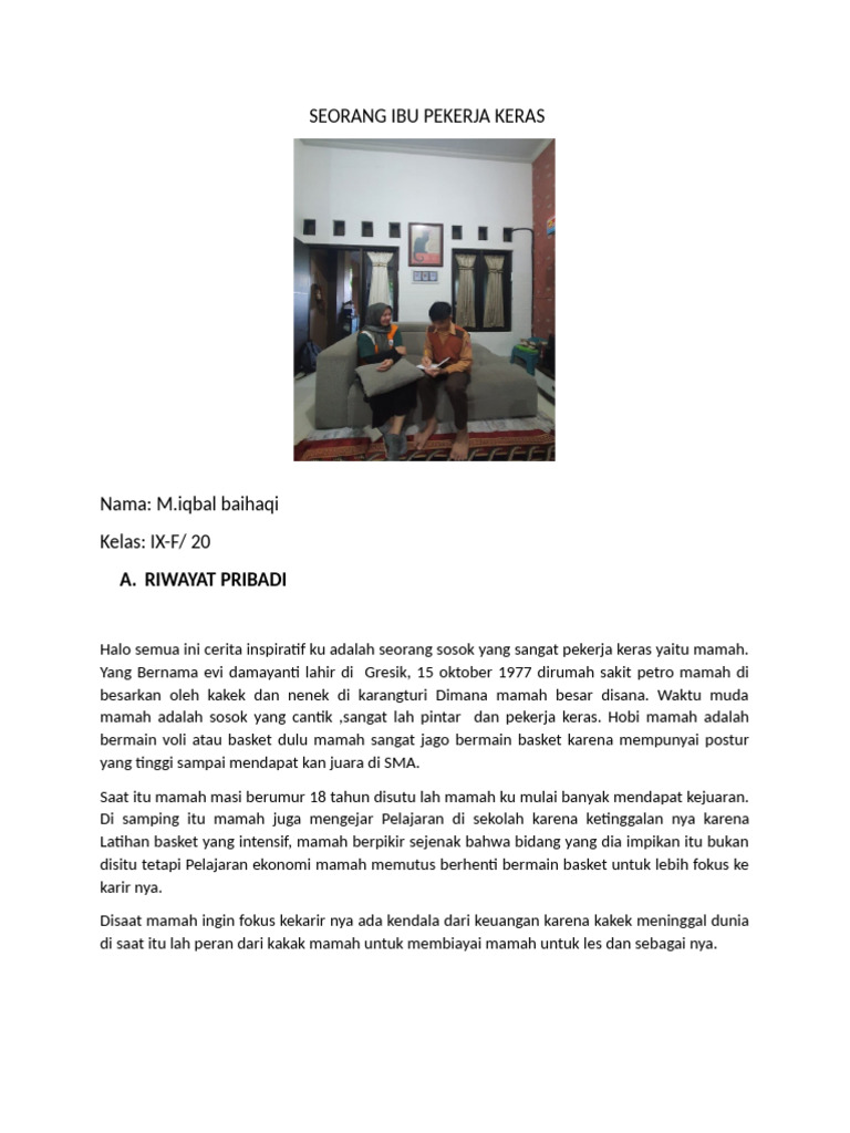 Seorang Ibu Pekerja Keras | PDF