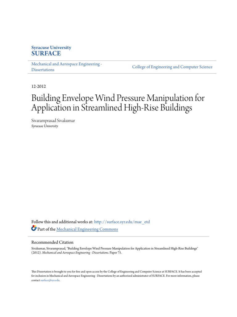 Building Envelope Wind Pressure Manipulation For Application in Streamlined High-Rise Buildings ...