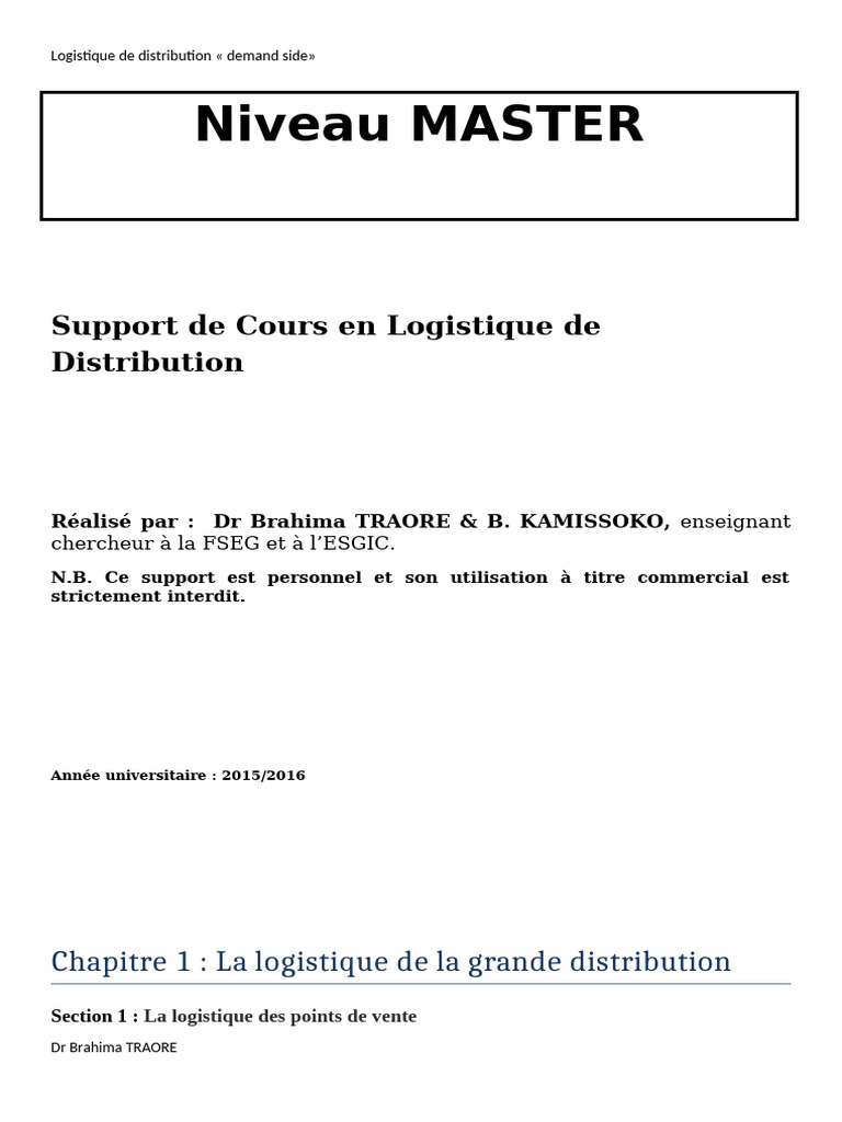 Logistique de la Grande Distribution | PDF | Logistique | Merchandising