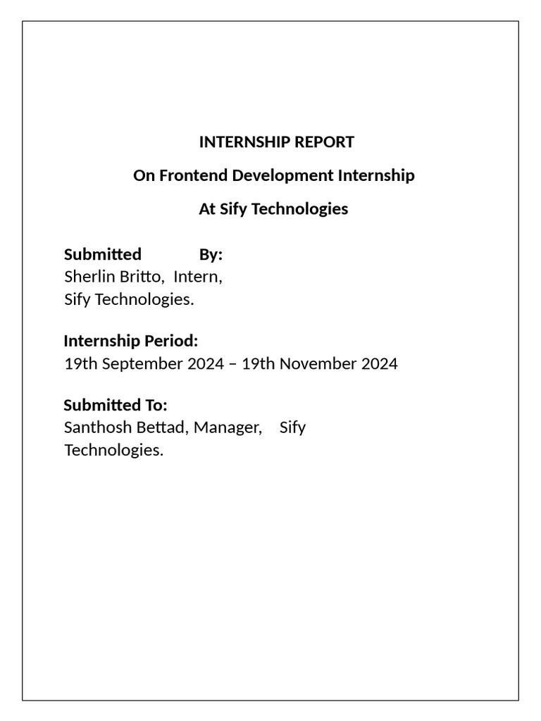 Sherlin Britto Internship Report | PDF | Hierarchy | Page Layout Sherlin Britto Internship Report | PDF | Hierarchy | Page Layout